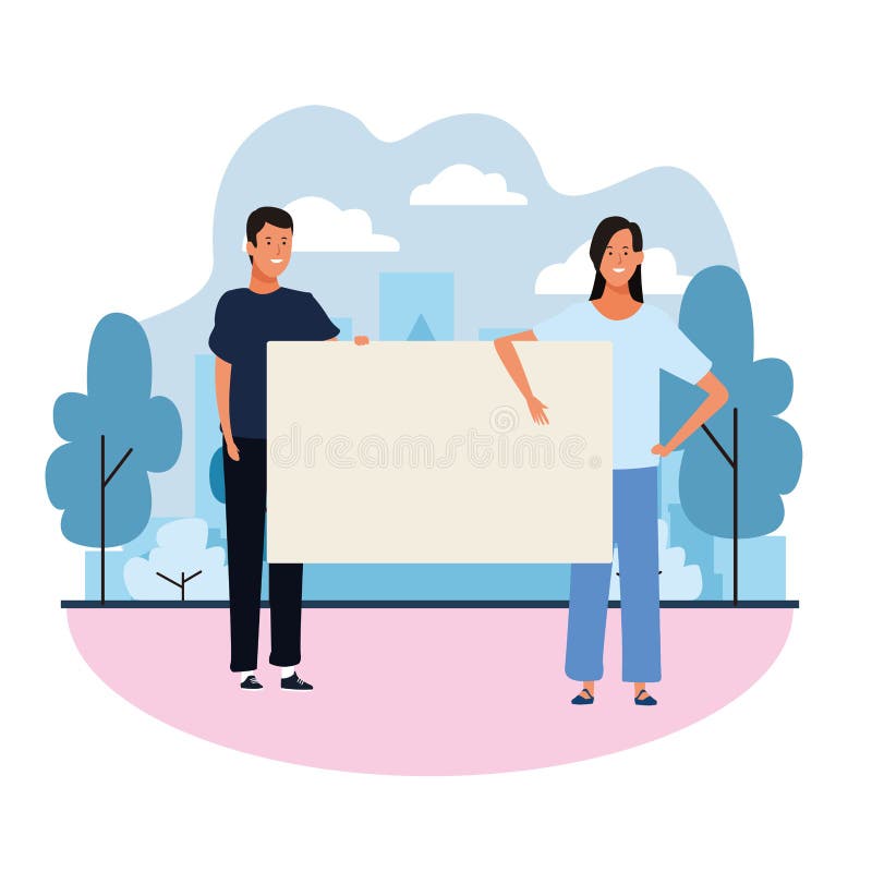 People with posters stock vector. Illustration of journey - 132200528