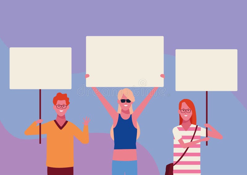 People with posters stock vector. Illustration of board - 132198271