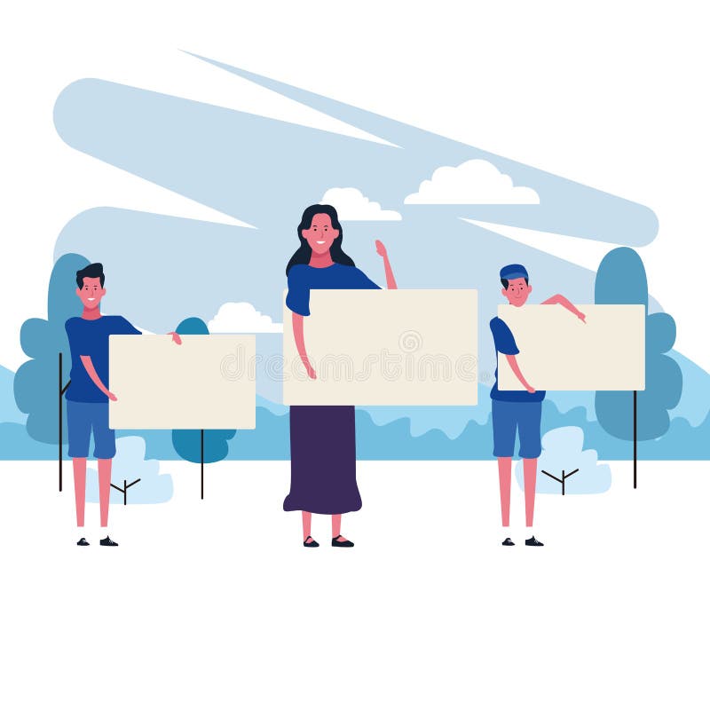 People with posters stock vector. Illustration of brushprint - 132199357