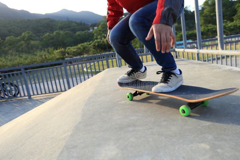 People Practice Skateboarding Stock Photo - Image of jump, skatepark ...