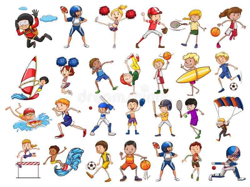 People Practicing Different Sports Stock Vector - Illustration of ...