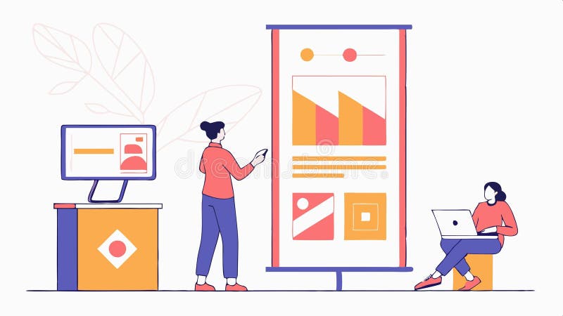 People Presenting Data, Business Presentation and Teamwork Illustration ...