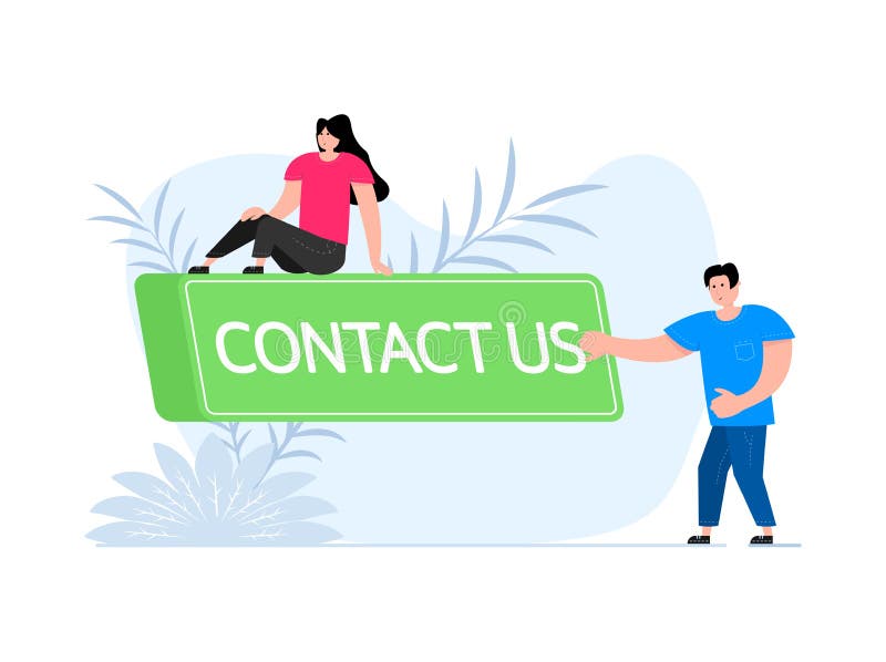 People Press Button with Text Contact Us. Click Button for App and Web Design. Stock Vector ...