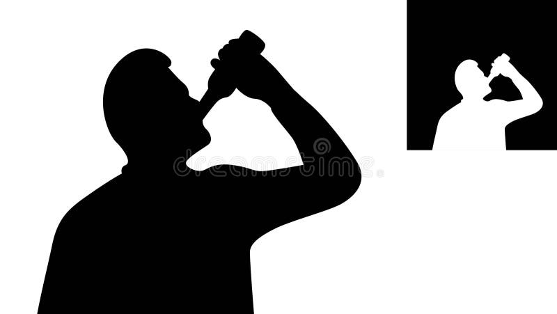Bust Silhouette of Man Drinking Beer Stock Vector - Illustration of ...