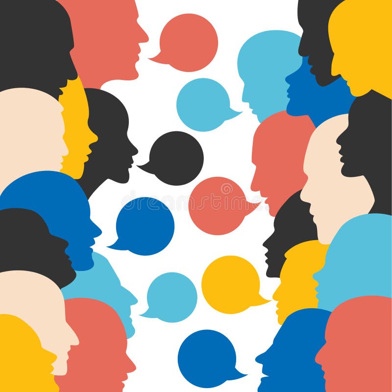 People Profile Heads in Dialogue. Vector Background Stock Vector ...
