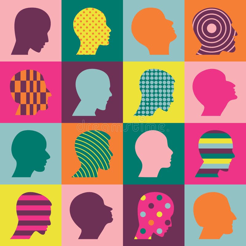People Profile Heads Pattern. Stylish Human Heads Stock Vector ...