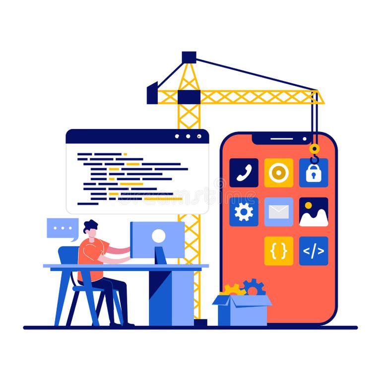 People Programming Concept with Tiny Character. Programmer Developer ...