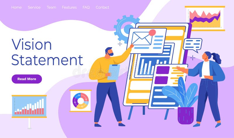 People Project Managers Work Wih Vision Statement. Employees Look at ...