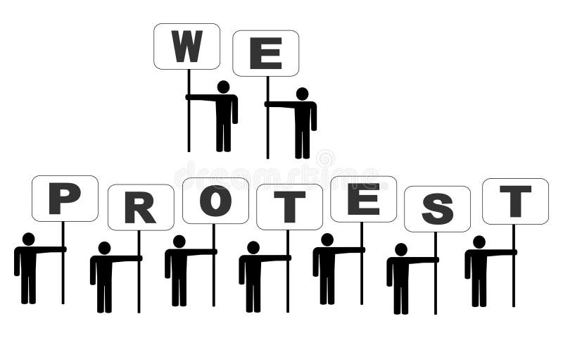 People Protesting with Signs Stock Vector - Illustration of people ...
