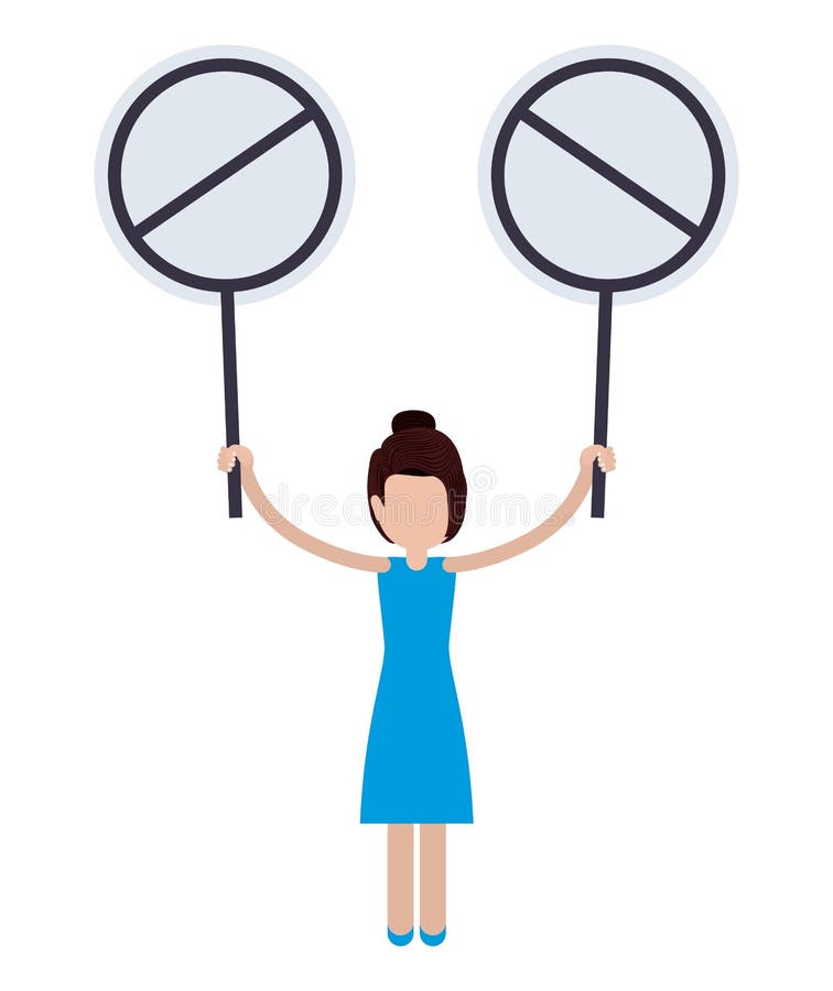 People Protesting with Signs and Notices Isolated Icon Design Stock ...