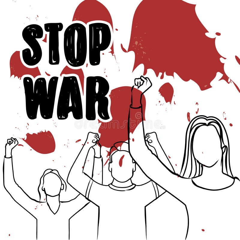 People Protesting Stop War Poster Vector Stock Vector - Illustration of ...