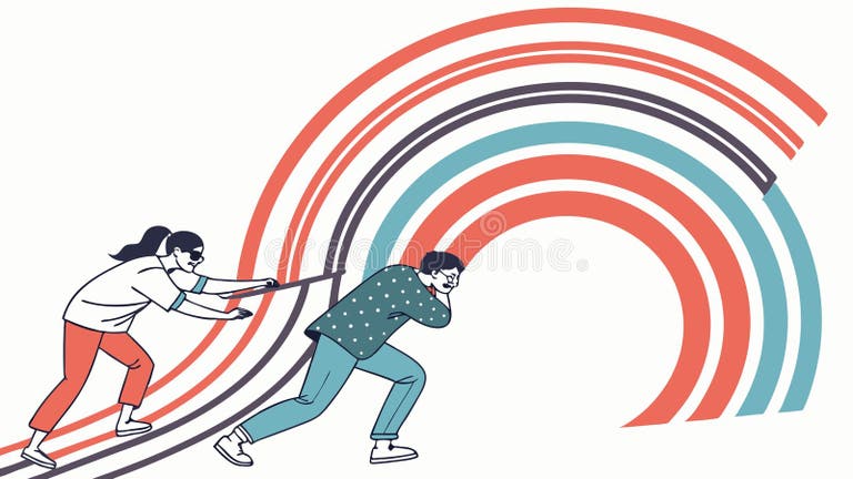 People Pulling Abstract Rings Vector, Teamwork and Collaboration ...