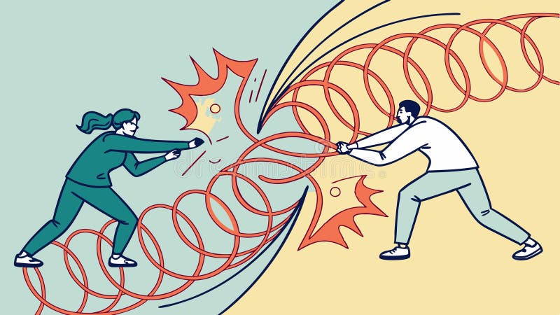People Pulling Abstract Tangled Lines Competition Teamwork Struggle Vector Design Generative AI ...
