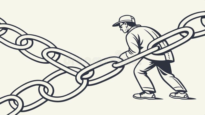 People Pulling Chain Teamwork Effort Collaboration Strength Vector ...