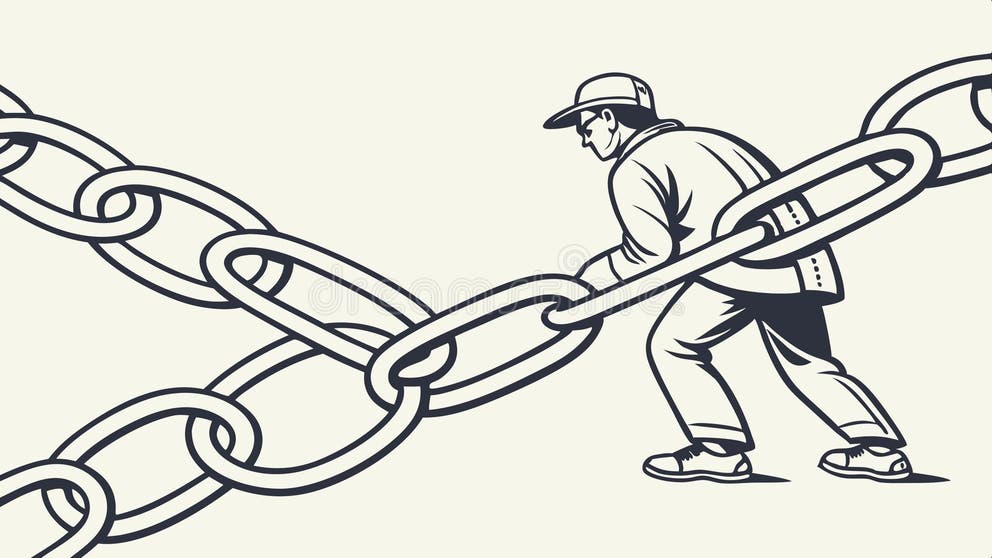 People Pulling Chain Teamwork Effort Collaboration Strength Vector Design Generative AI Stock ...