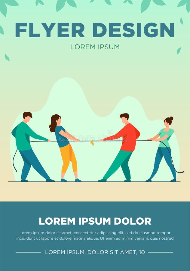 People Pulling Opposite Ends of Rope Flat Vector Illustration Stock ...
