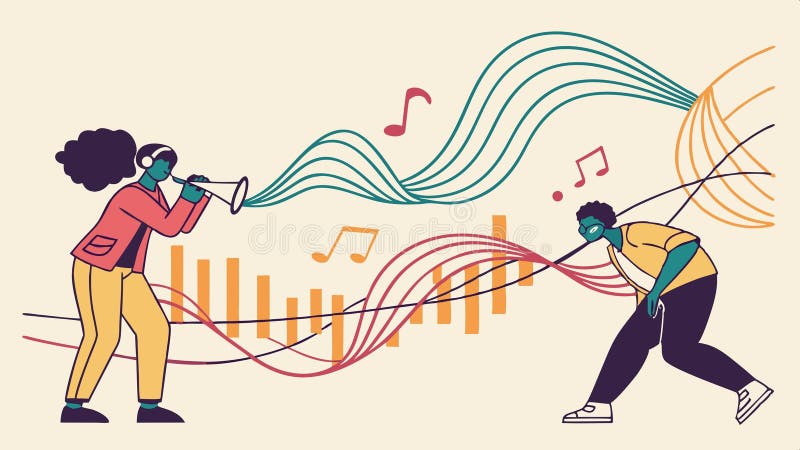 People Pulling Rope with Music Illustration Vector Design Generative AI Stock Vector ...