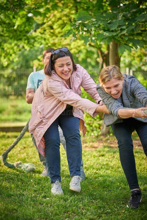 People Pulling the Rope during an Outdoor Competition. Editorial Stock ...