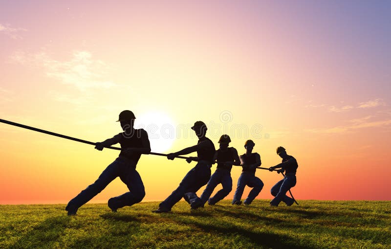 People are Pulling the Rope Stock Illustration - Illustration of growth ...