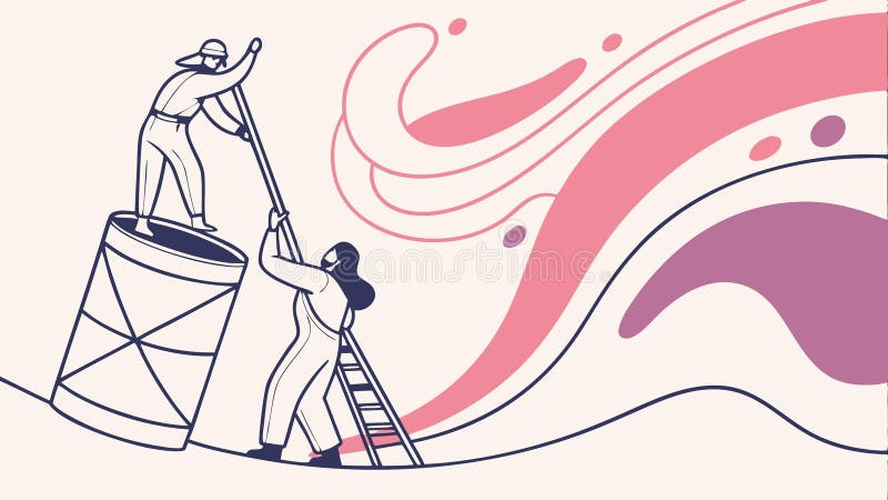 People Pushing Cylinder Uphill, Teamwork and Collaboration Concept ...