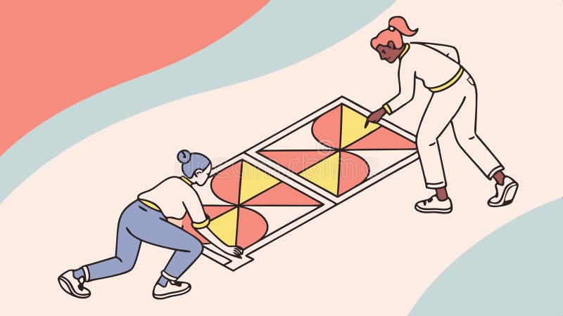 Two People Pushing Puzzle Pieces Stock Illustrations – 74 Two People ...