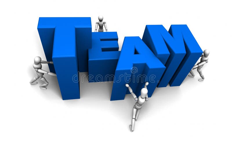 People Pushing Together TEAM Blue Stock Illustration - Illustration of ...
