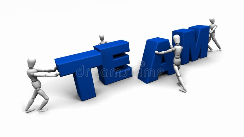 People Pushing Together TEAM Blue Stock Illustration - Illustration of ...