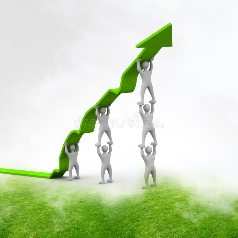 People Pushing Up the Arrow Stock Illustration - Illustration of ...