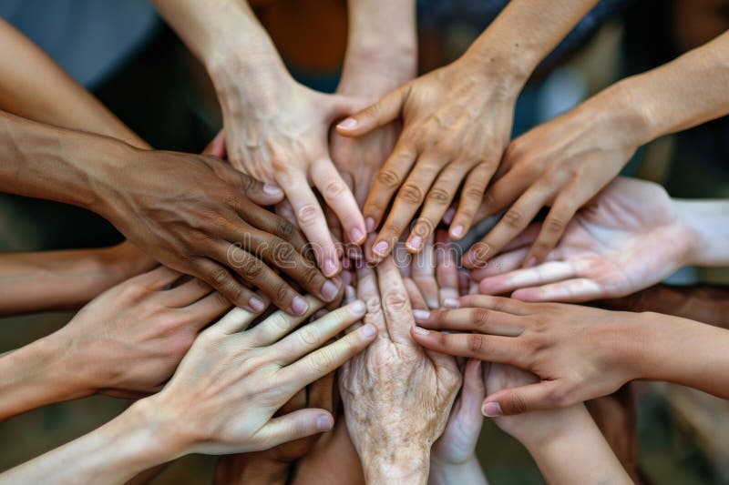 People Putting Hands Together, Top View. Friendship, Team, People ...