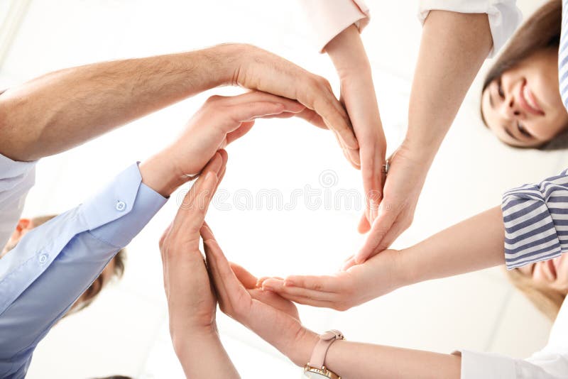 People Putting Hands Together, Closeup. Unity Concept Stock Photo ...