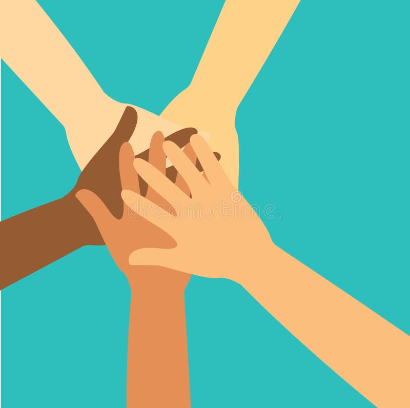 People Putting Their Hands Together. Volunteer Vector Flat Illustration ...