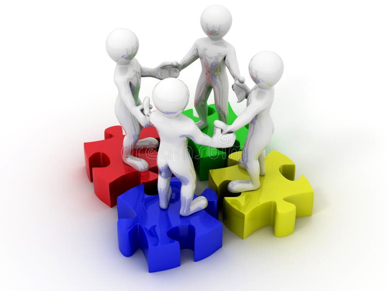 3d People Team Group on Round Concept Teamwork Puzzle Stock ...