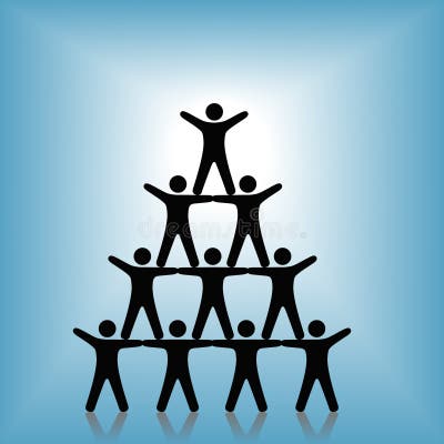 People Pyramid Group Teamwork Success on Blue Stock Vector ...