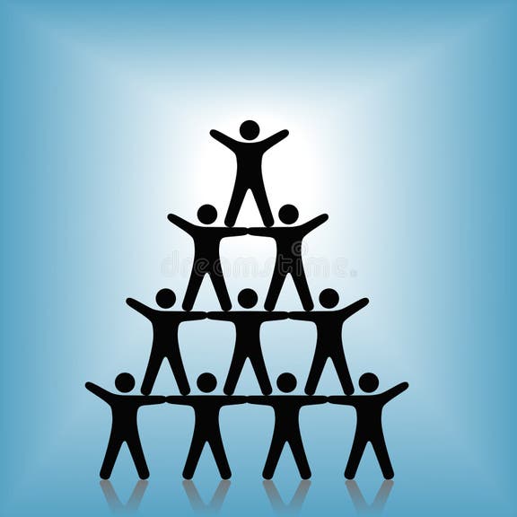 People Pyramid Group Teamwork Success on Blue Stock Vector ...