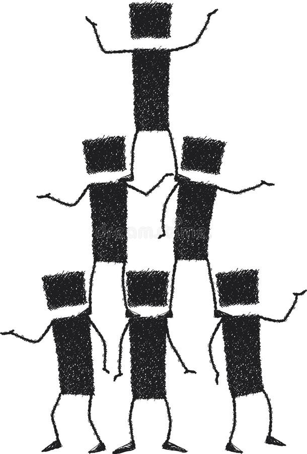 People Pyramid, Stick Figures Stock Image - Illustration of cooperation ...