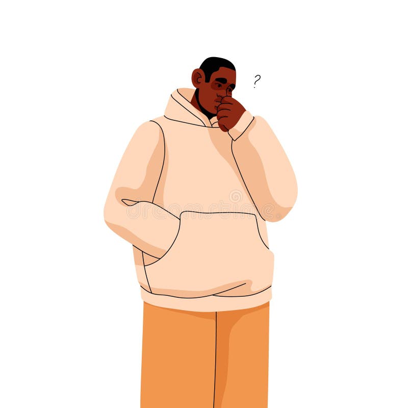 Confused People Standing in Pose: Hands on Hips. Upset Man Thinking ...