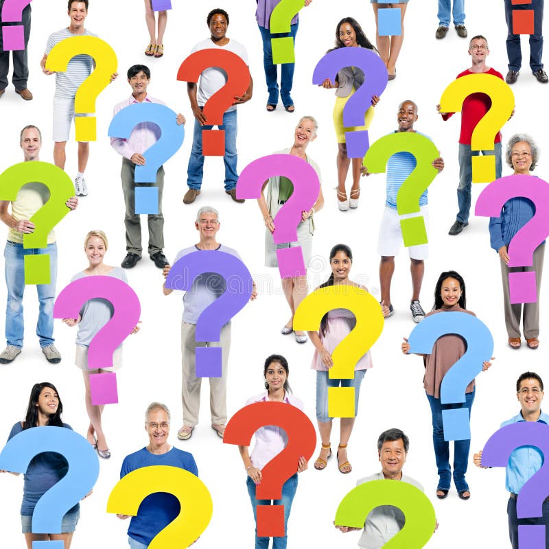 People with Question Marks stock photo. Image of multiethnic - 37284428