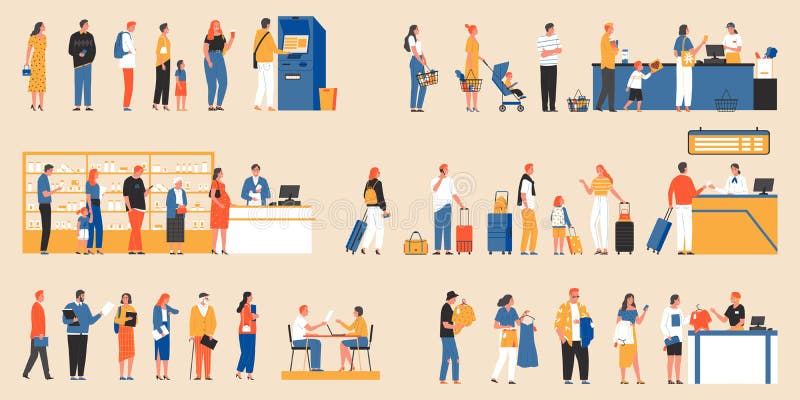 Queue People Characters stock vector. Illustration of irritation ...