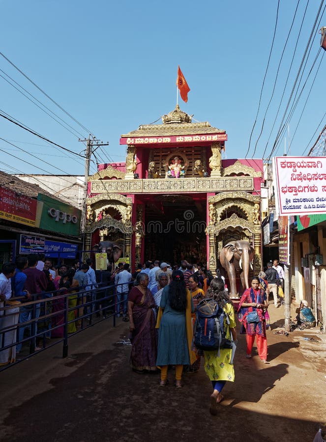 People Queue for Darshna in Temple at Marikamba Temple Sagara Editorial ...