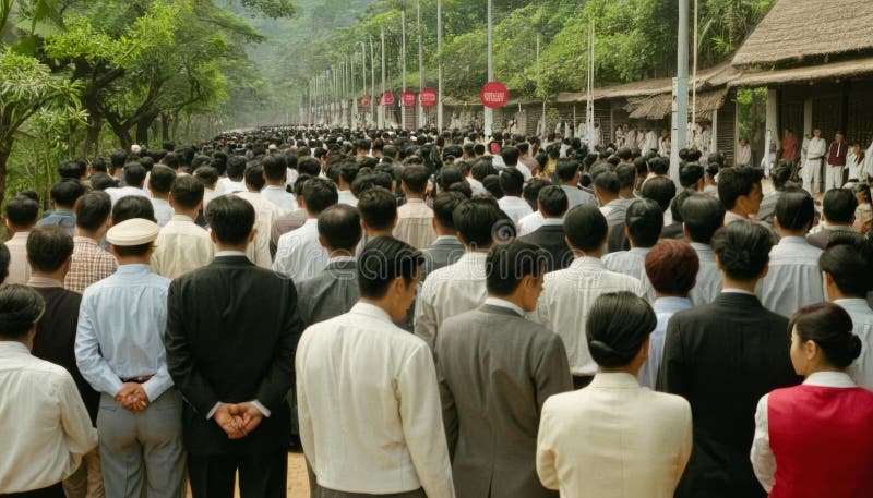 People Queue Line Group Long Queue Social Crowd People Long View ...
