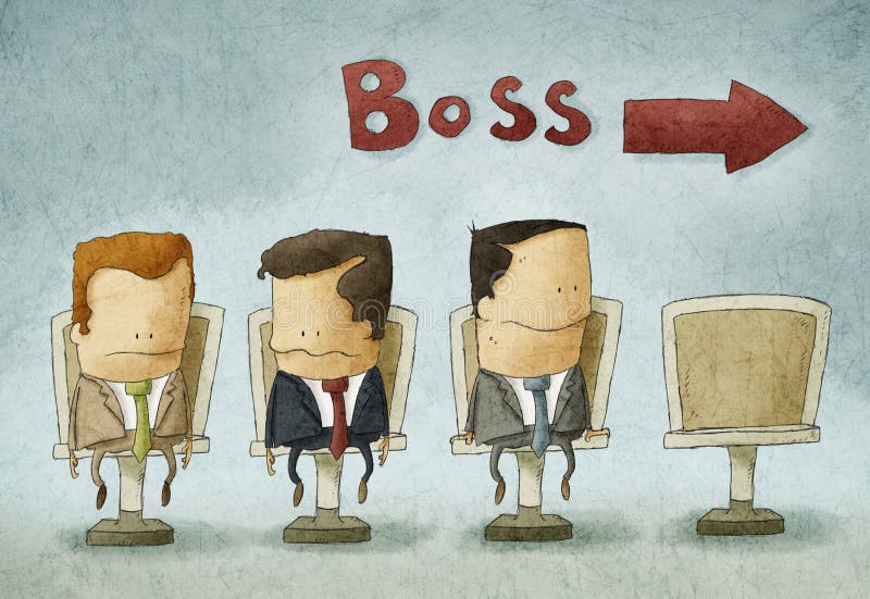 People In The Queue To The Boss Stock Illustration - Illustration of ...
