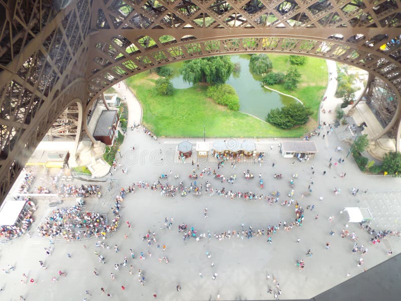 People Queueing To Go Up the Eiffel Tower in Paris Stock Image - Image ...