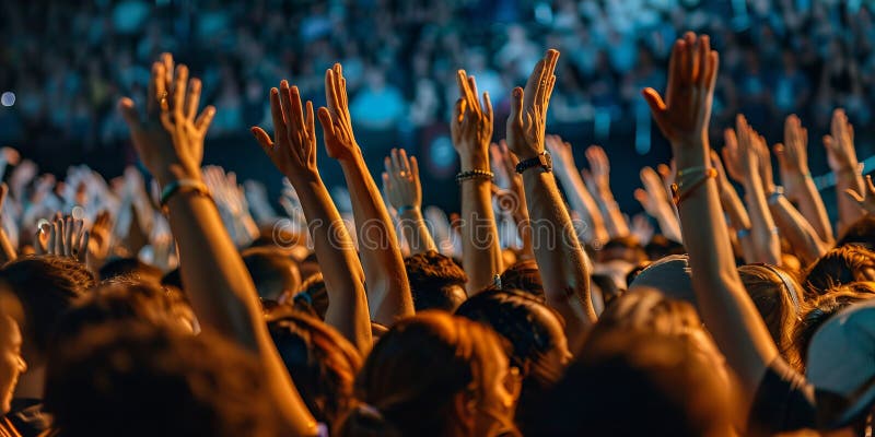 People with Raised Arms during Show. Stock Illustration - Illustration ...