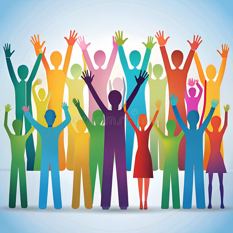 People with Raised Hands Unity, Celebration, and Positive Gesture Stock ...