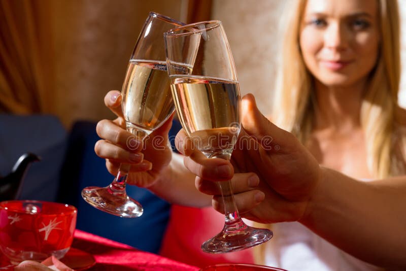 People Raising Glasses with Drink and Clinking Stock Image - Image of ...