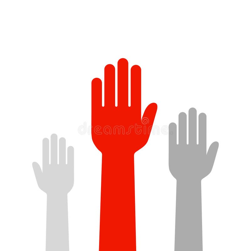 People Raising Hands Vector. Leadership First Volunteering Concept ...