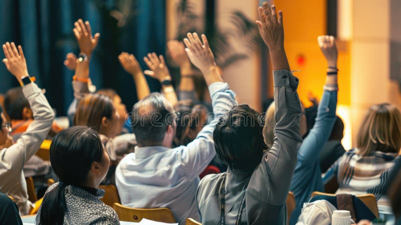 People are Raising Their Hands in a Conference or Classroom AIG535 ...