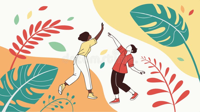 People Reaching for Abstract Shapes and Light Elements Vector Design ...