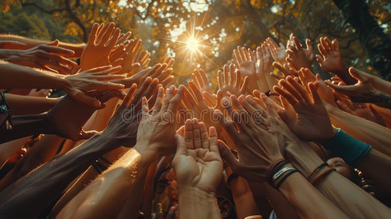 People Reaching for the Sun with Joy and Hope AIG535 Stock Image ...