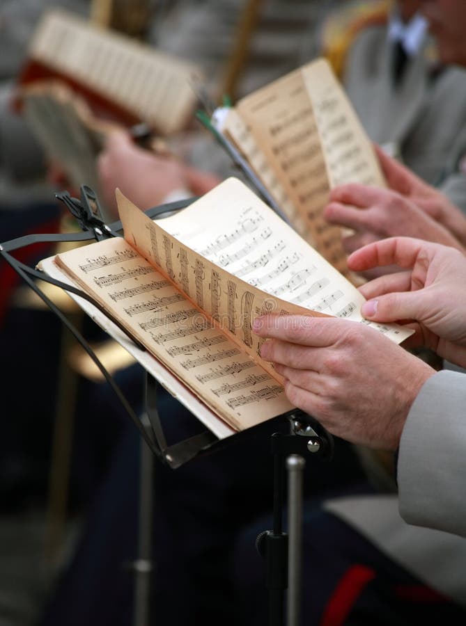 People read notes on stand stock photo. Image of notes - 16492448